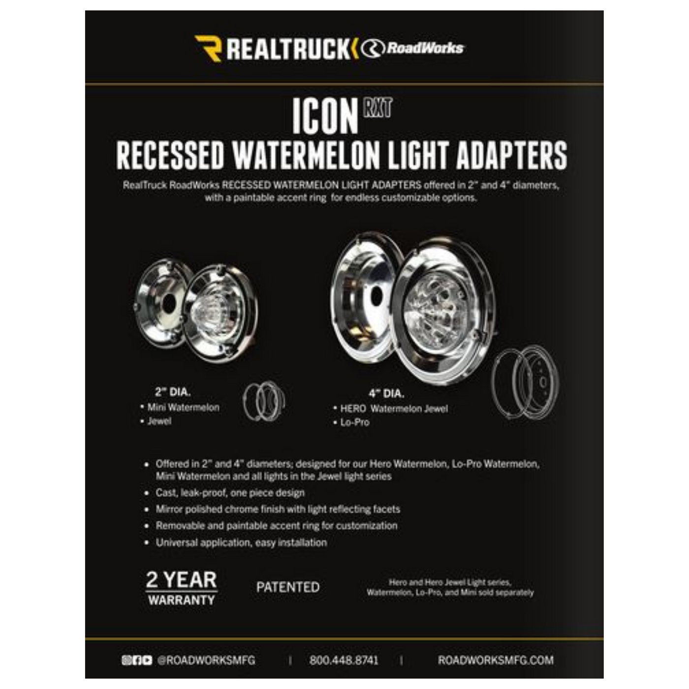 RoadWorks – 08211 – ICON RXT Recessed Watermelon Light Adapter 4″