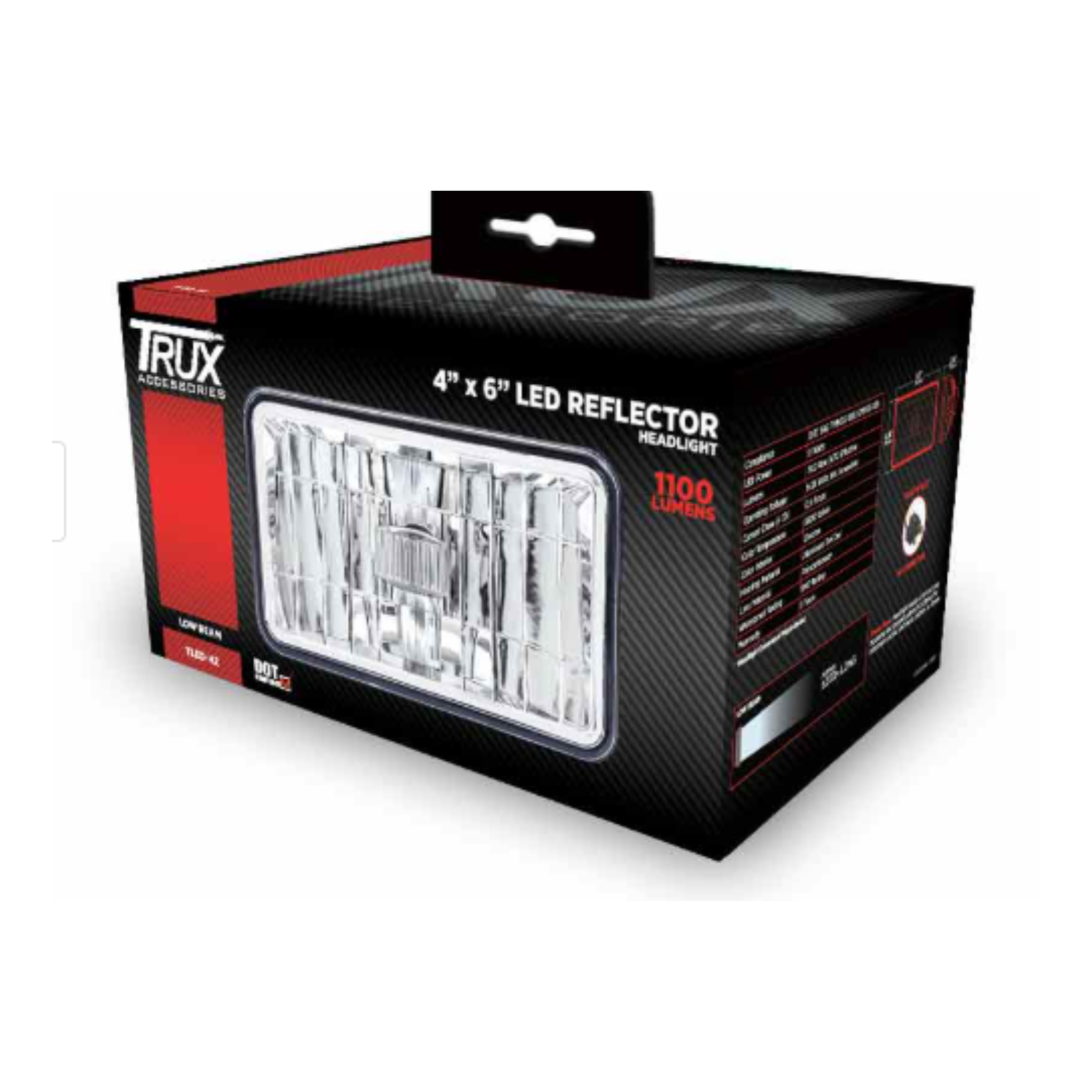 Trux Accessories Four by Six Inch LED Reflector Low Beam Headlight 1700 ...